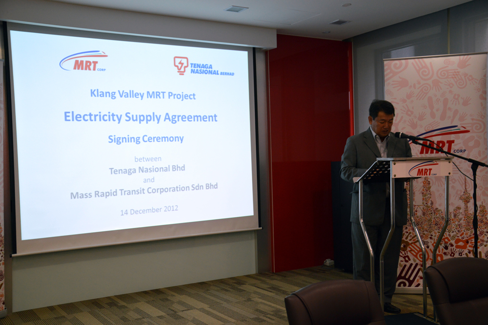 Electricity Supply Agreement Between Mrt Corp And Tnb - MRT Corp